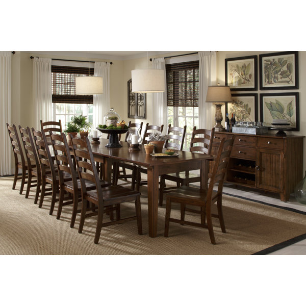 Alcott Hill® Destinie 13 Piece Extendable Solid Wood Dining Set & Reviews | Wayfair